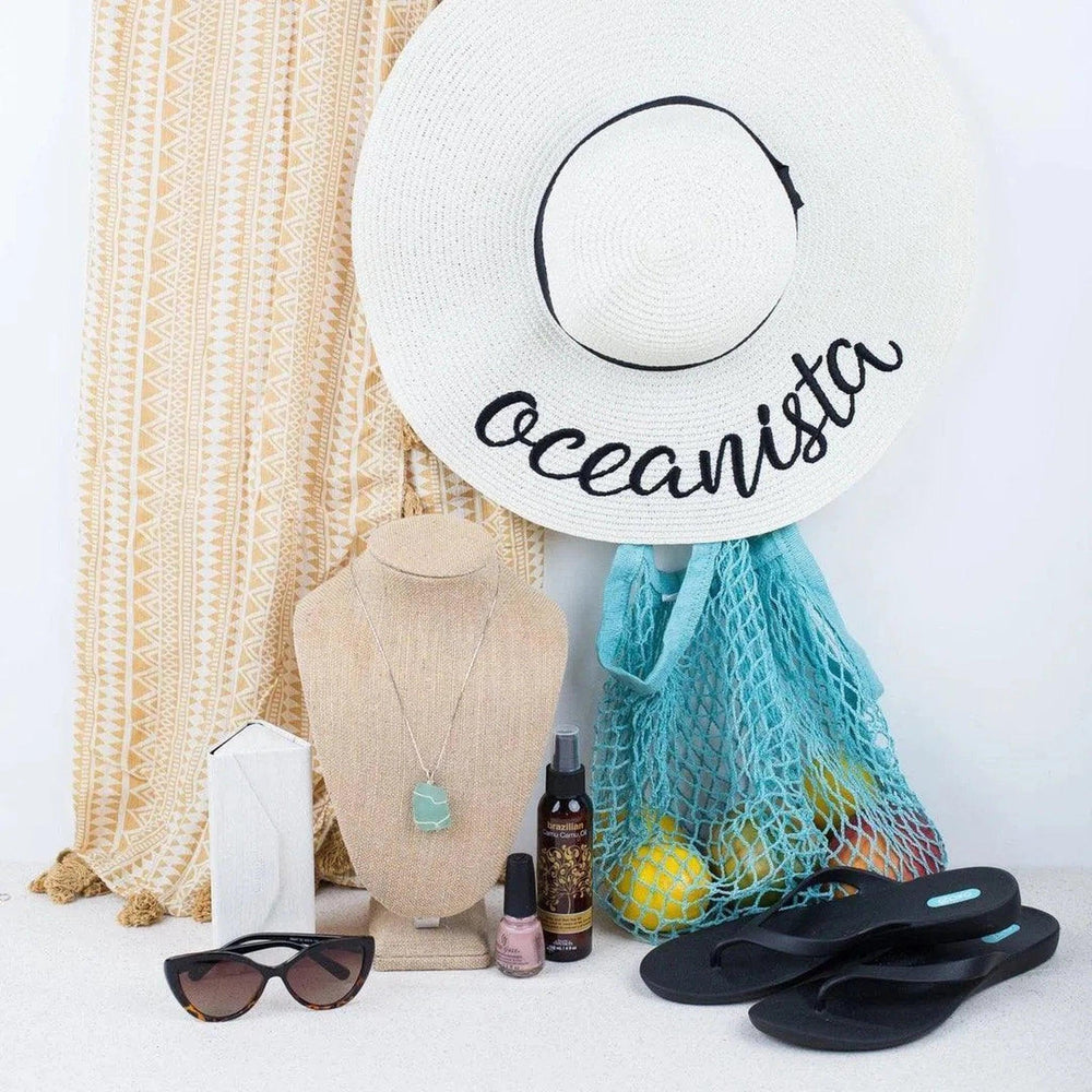 Oceanista Embroidered Floppy Beach Hat - Oceanista
