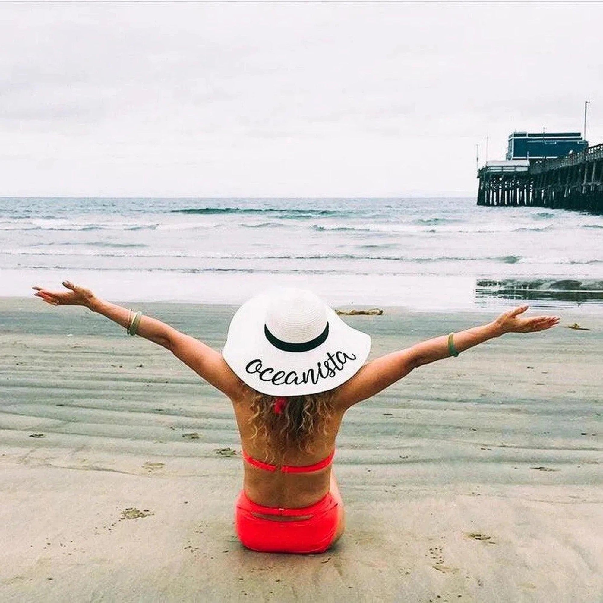 Oceanista Embroidered Floppy Beach Hat - Oceanista